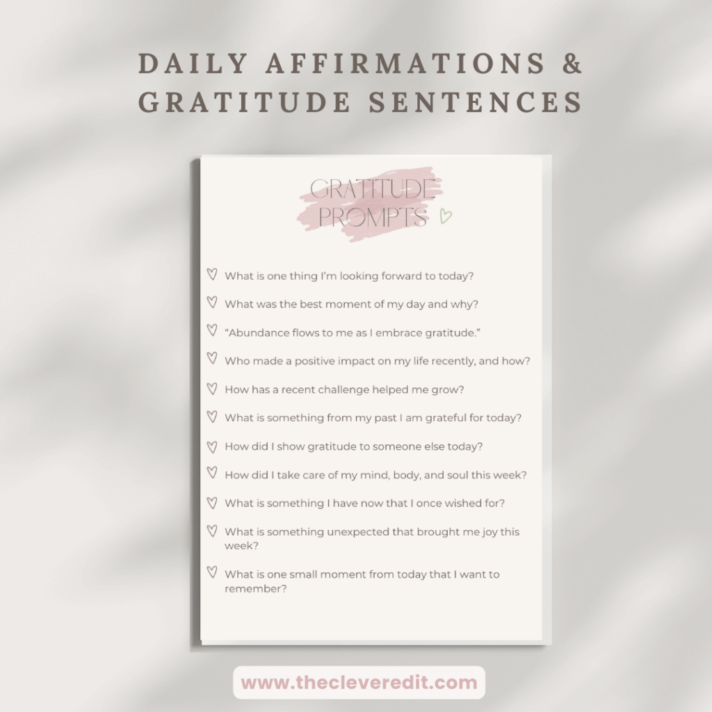 Daily Affirmations & Gratitude Sentences - The Clever Edit